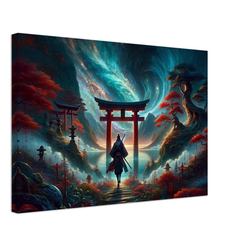 Samurai Canvas Art Torii Gate Artwork Beautiful Scene Wall Art ...