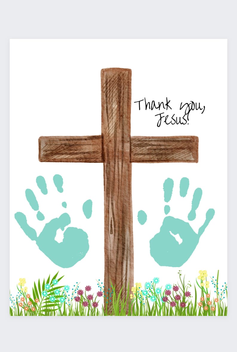 Easter Handprint Art, Happy Easter, Cross Keepsake Craft, Cross ...