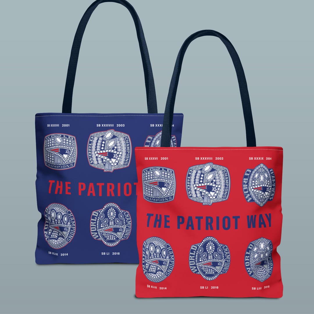 New England Patriots NFL Super Bowl Championship Hand Design Tote ...