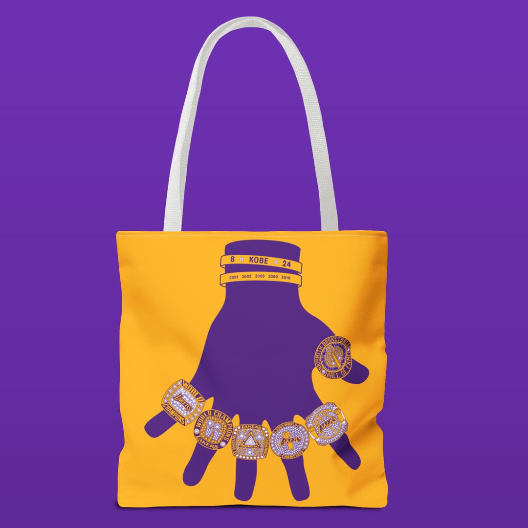 Los Angeles Lakers NBA Championship Dynasty Hand Large Tote Bag - Kobe ...