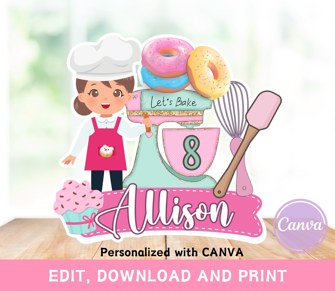 Editable Baker Cake Topper, Baker Cake Topper, Editable Baker Topper ...