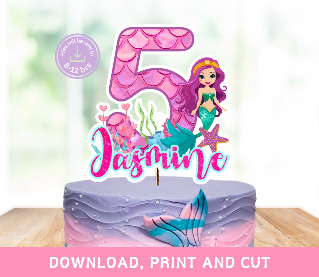 Little Mermaid Cake Topper, Mermaid Cake Topper, Mermaid Birthday ...