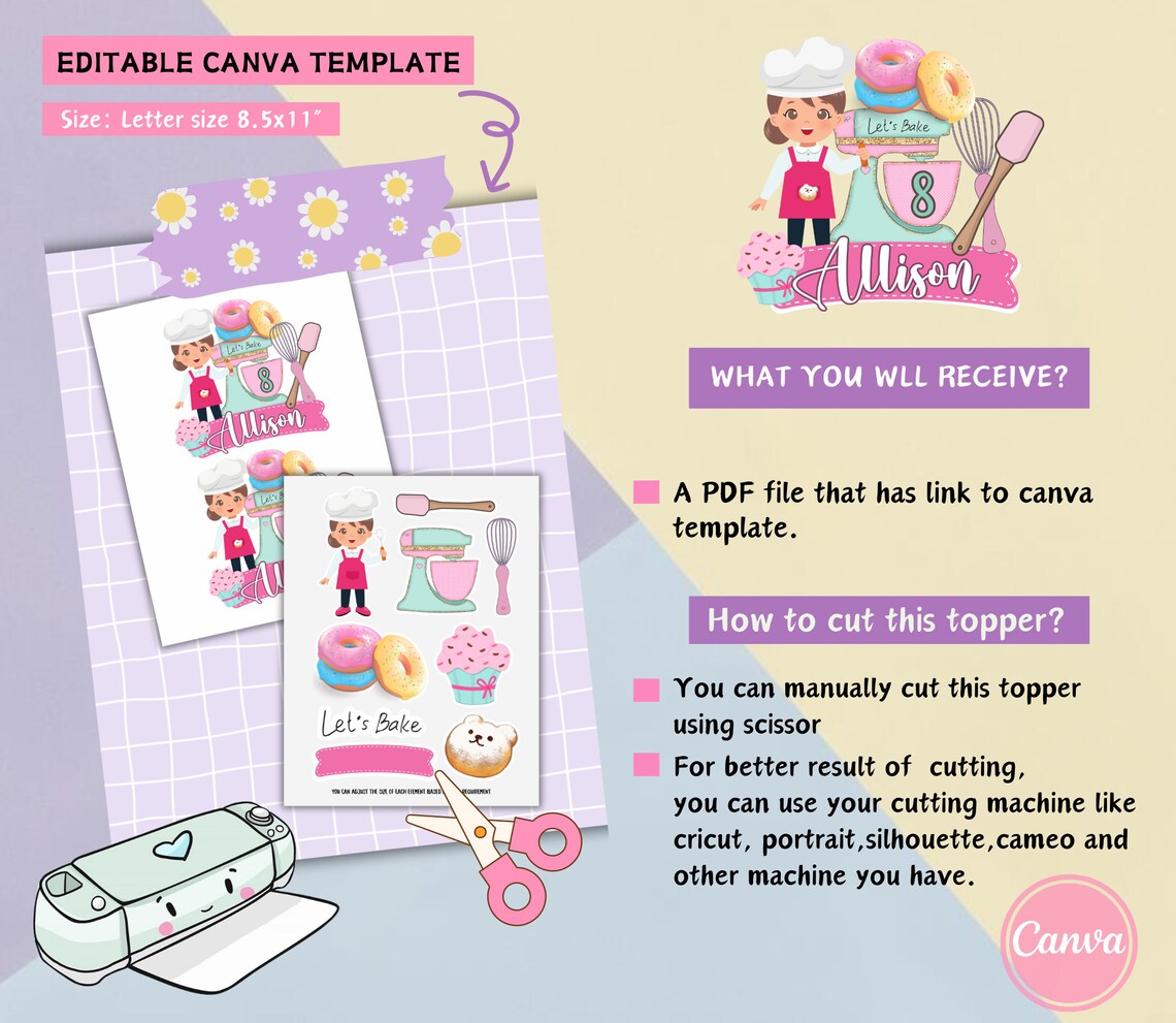 Editable Baker Cake Topper, Baker Cake Topper, Editable Baker Topper ...