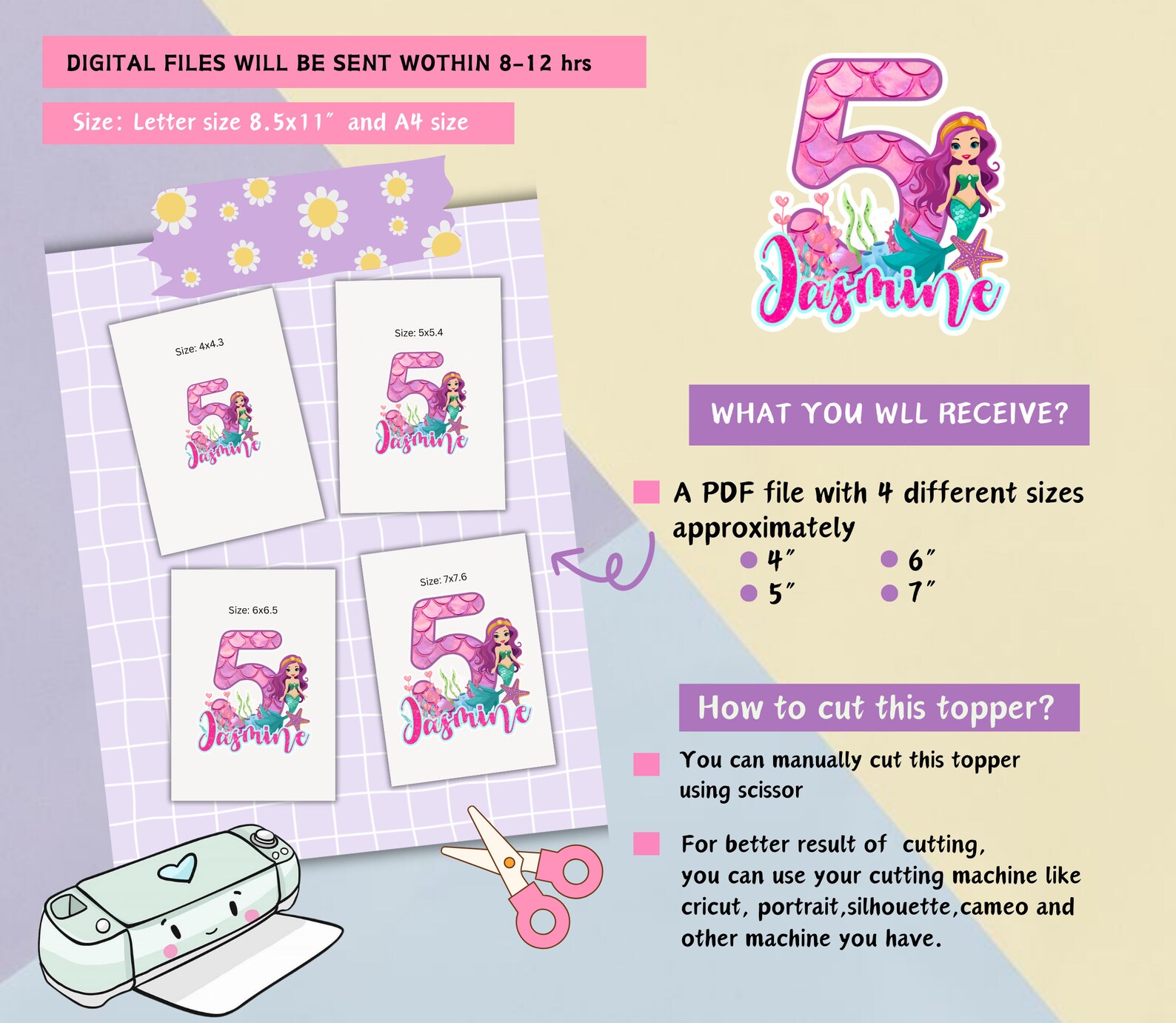 Little Mermaid Cake Topper, Mermaid Cake Topper, Mermaid Birthday ...