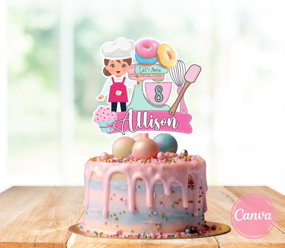 Editable Baker Cake Topper, Baker Cake Topper, Editable Baker Topper ...