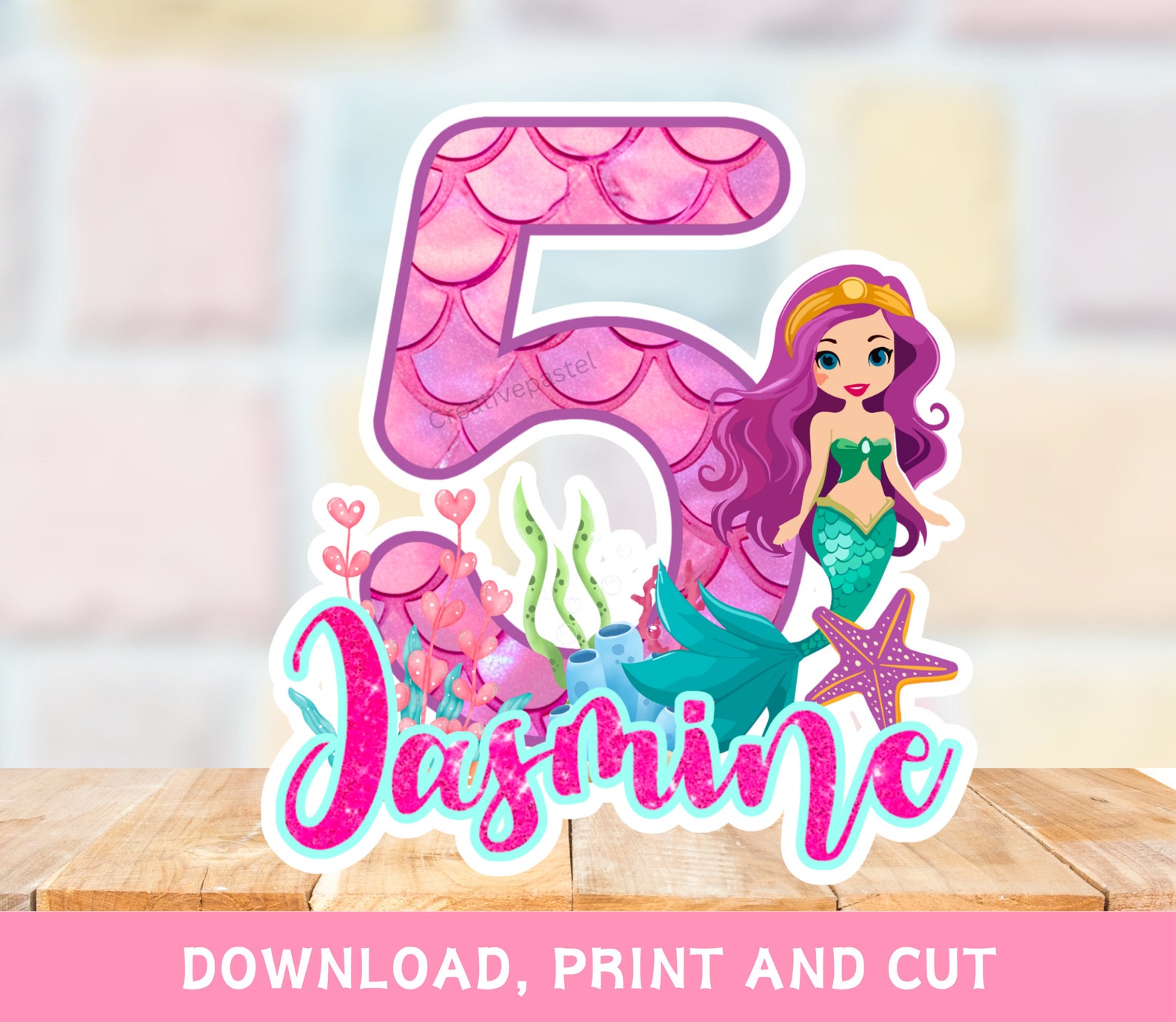 Little Mermaid Cake Topper, Mermaid Cake Topper, Mermaid Birthday ...