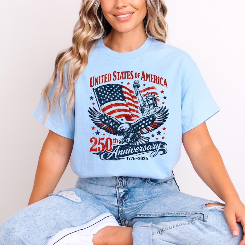 USA 250th Anniversary Shirt 1776-2026 | Patriotic Eagle T-shirt ...
