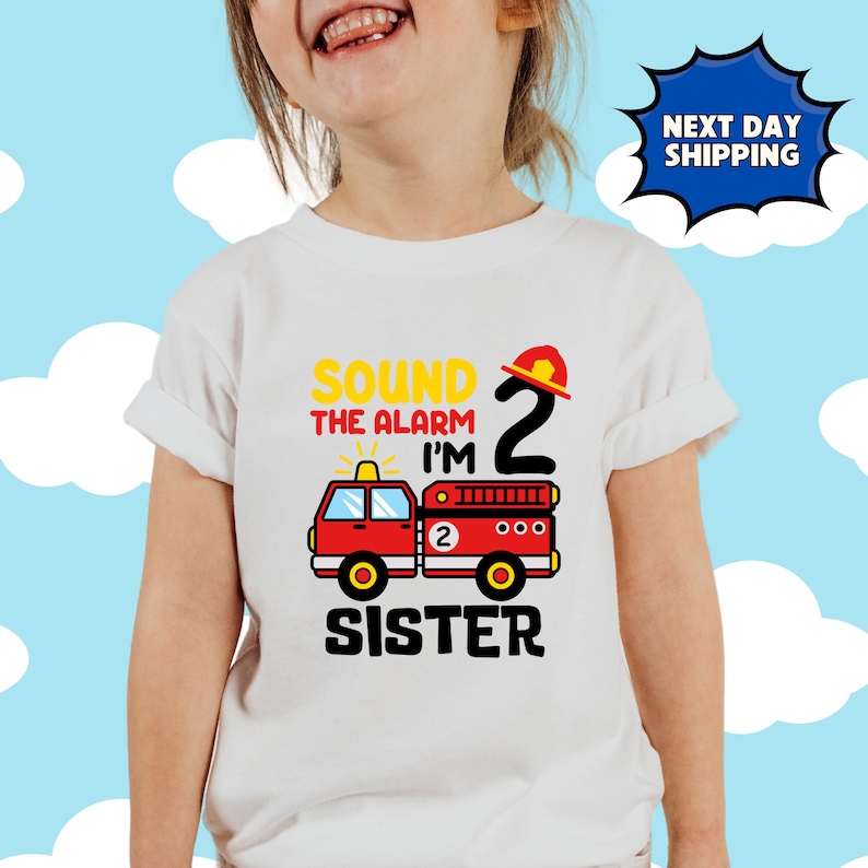 Personalized Sound the Alarm I'm Age Fire Truck Theme Birthday Shirt ...