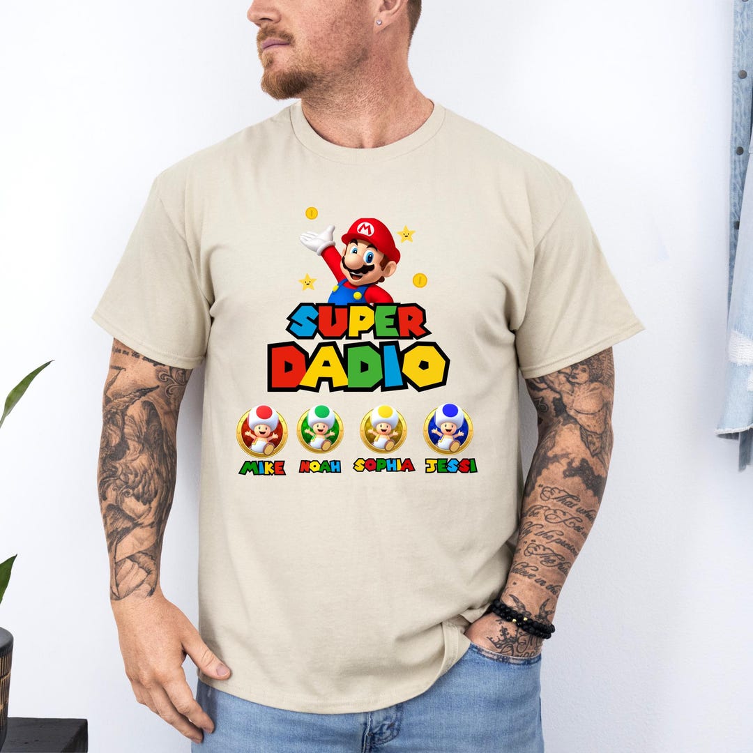 Custom Super Daddio Shirt, Custom Kids Name Dad Shirt, Gamer Daddy ...