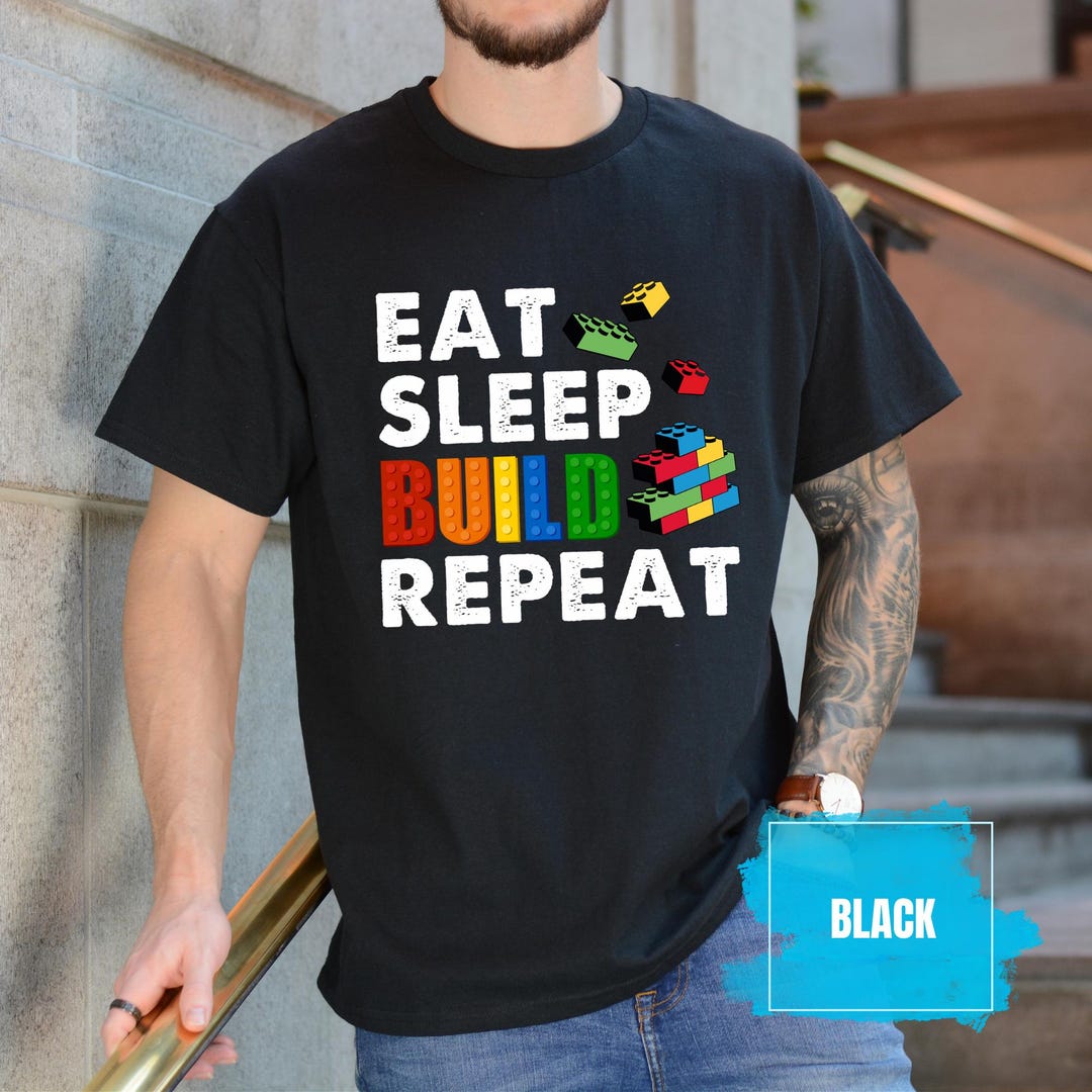 Comfort Colors® Eat Sleep Build Repeat Shirt, Building Blocks Shirt ...