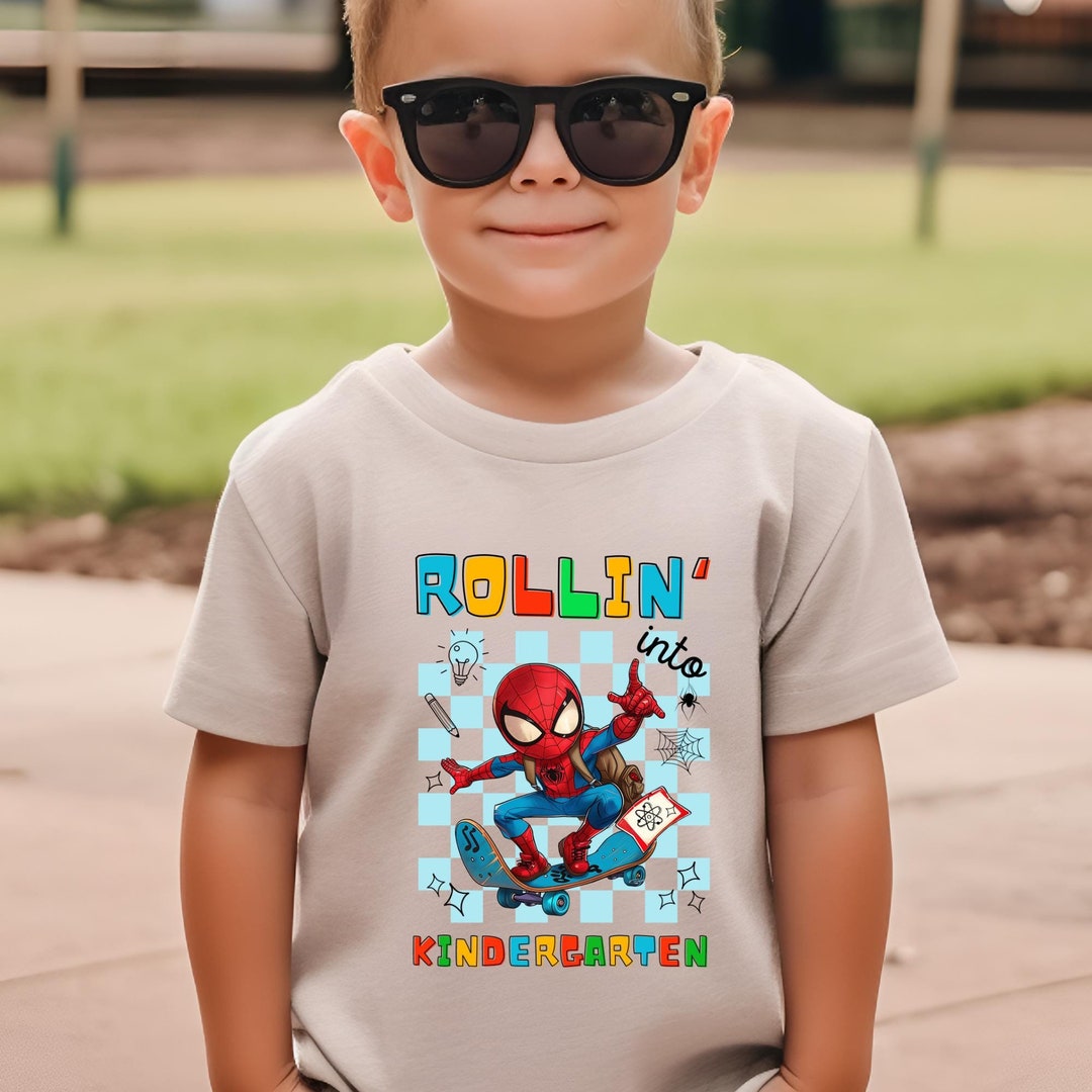 Rolling Into Kindergarten Spiderman Shirt, Kindergarten Kids Shirt, My ...