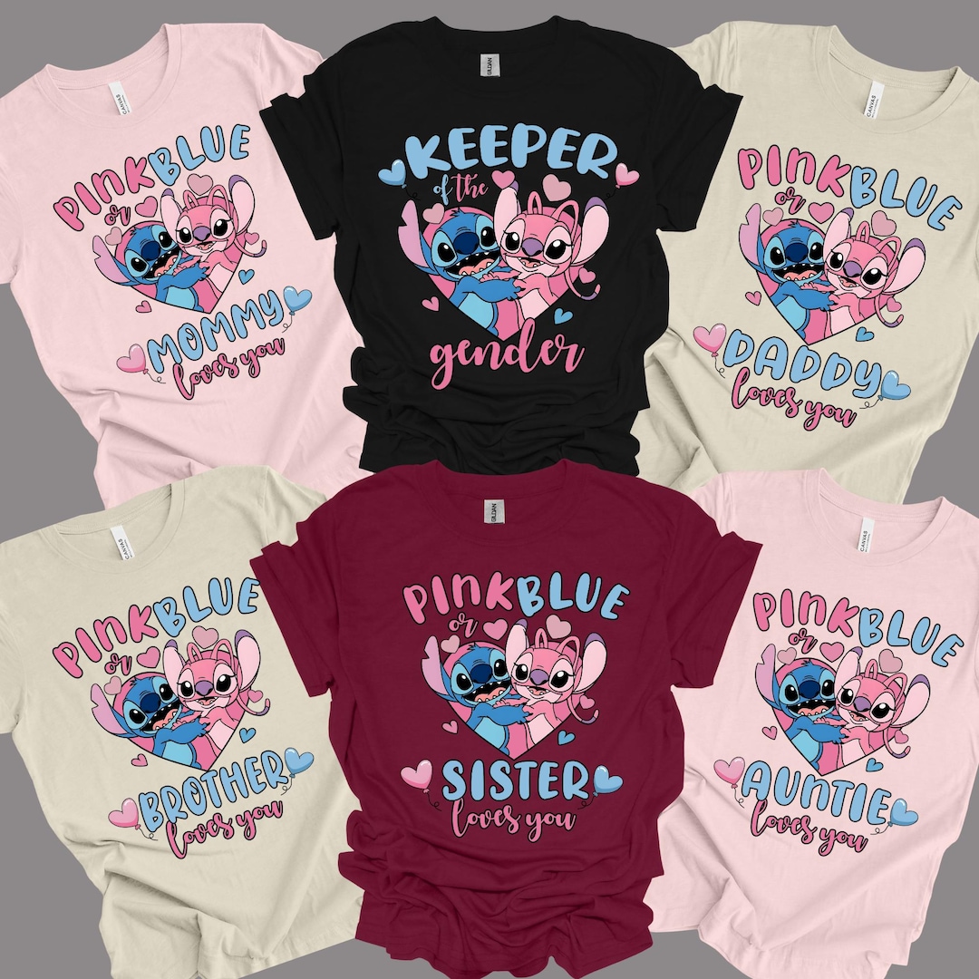 Stitch Gender Reveal Shirt | Pink or Blue Baby Announcement - Etsy