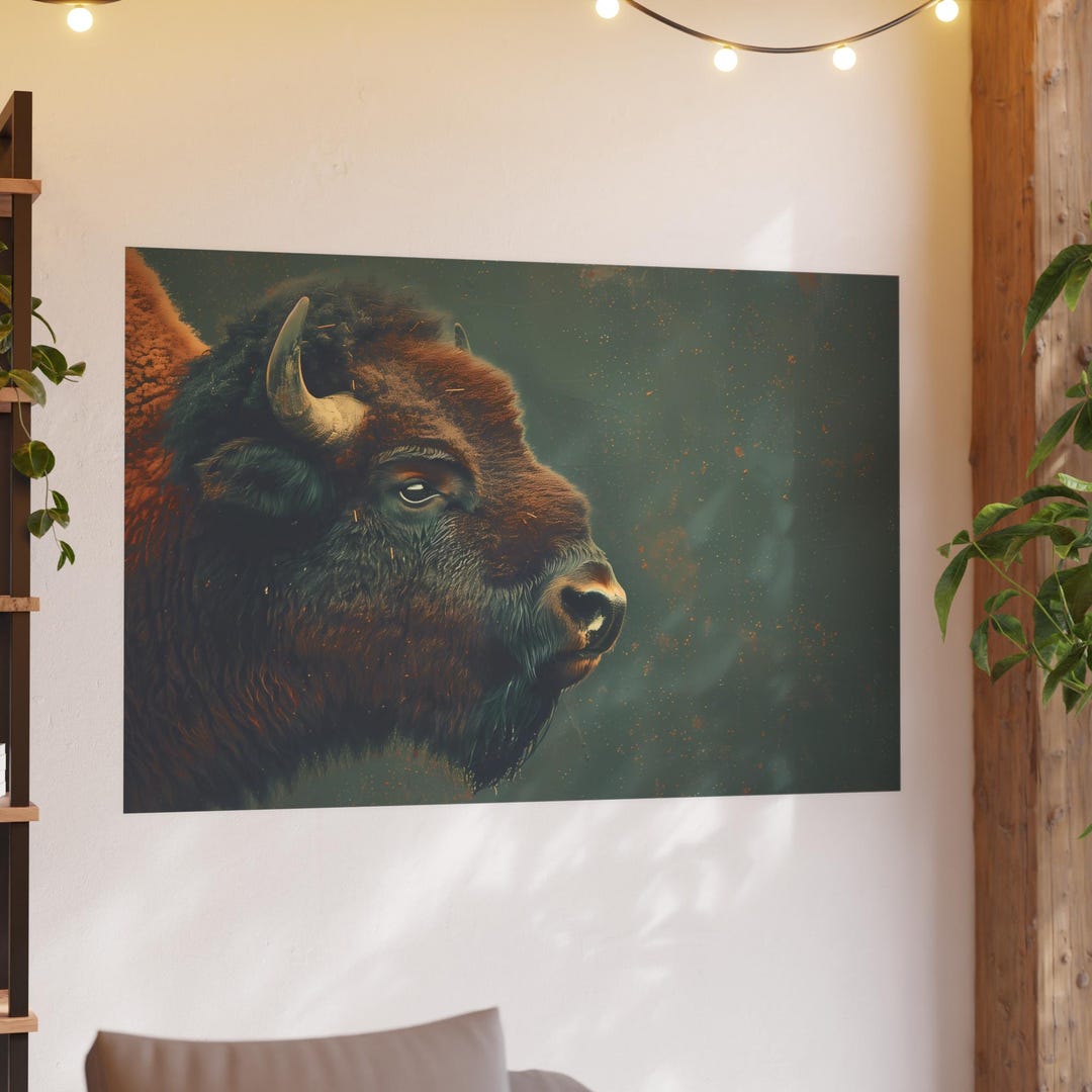 Vintage American Bison Poster: Western Cowboy Wall Art - Etsy