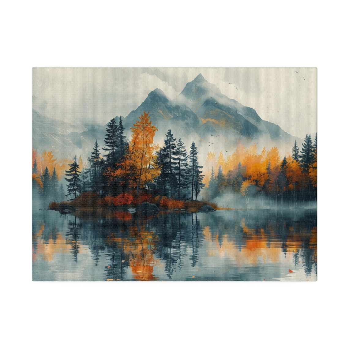 Serene Reflections Enchanted Autumn Lake & Mountain Matte Canvas Print, Stretched, 0.75 - Etsy