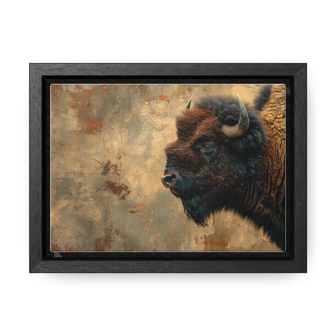 Great American Bison Profile | Rustic Western Wildlife Framed Canvas ...