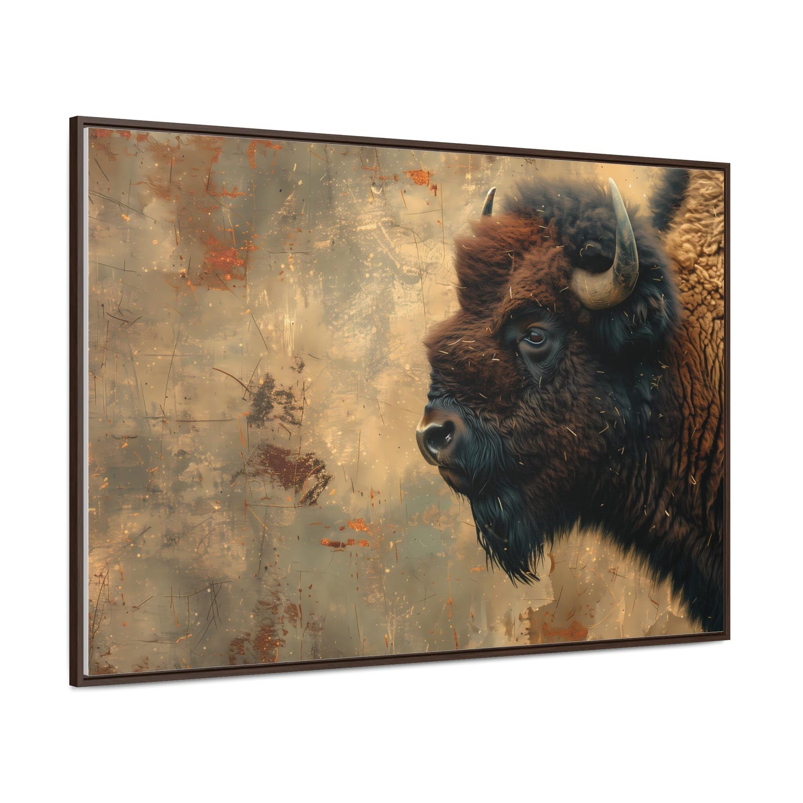 Great American Bison Profile | Rustic Western Wildlife Framed Canvas ...