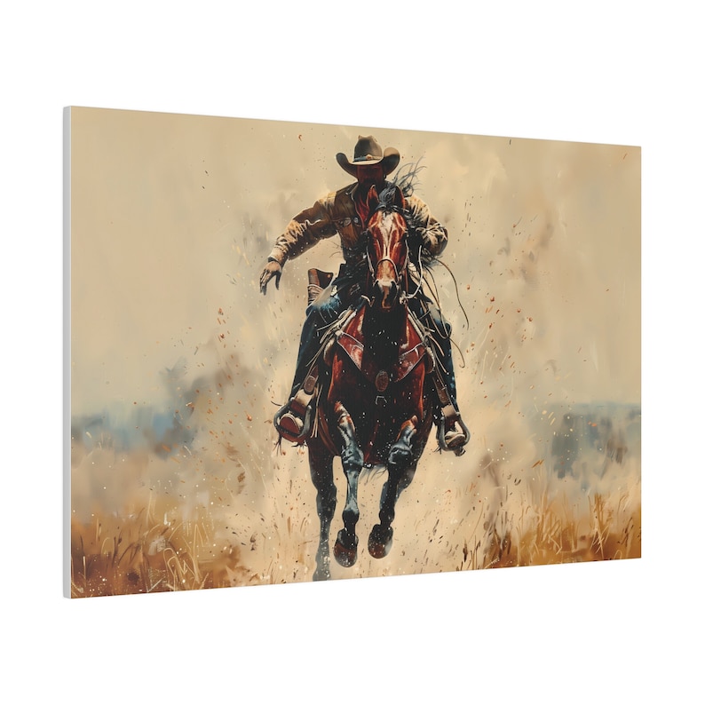 Western Cowboy in Action Matte Canvas Art Print Stretched 0.75 Frontier ...