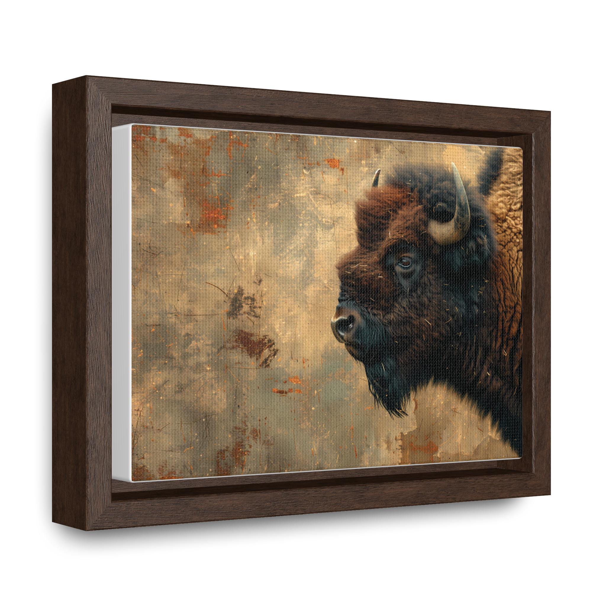 Great American Bison Profile | Rustic Western Wildlife Framed Canvas ...