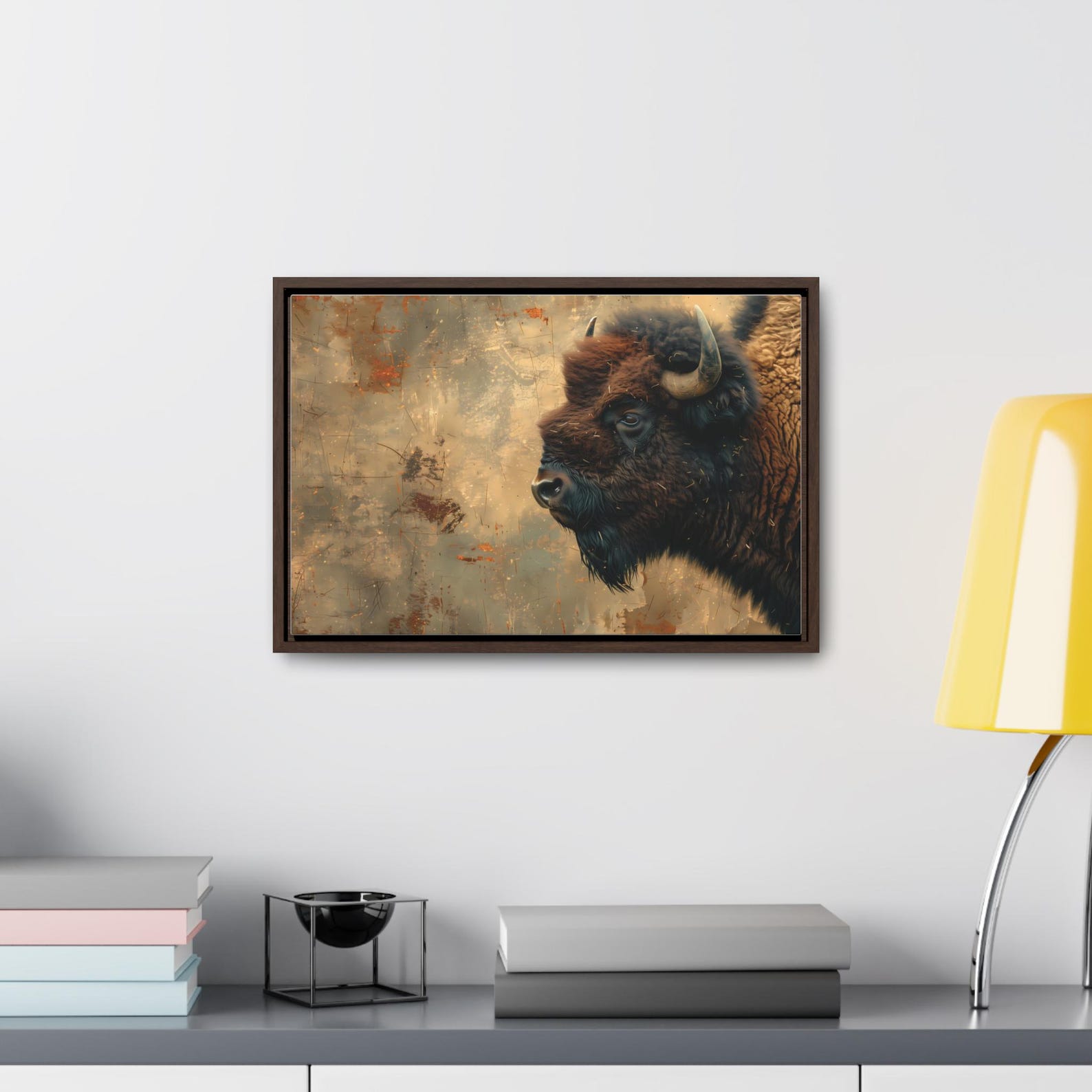 Great American Bison Profile | Rustic Western Wildlife Framed Canvas ...