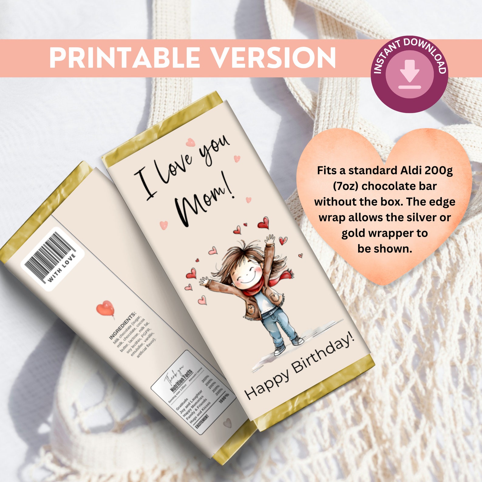 Mum Happy Birthday Chocolate Bar Wrapper, Diary Milk, Mother's Day ...