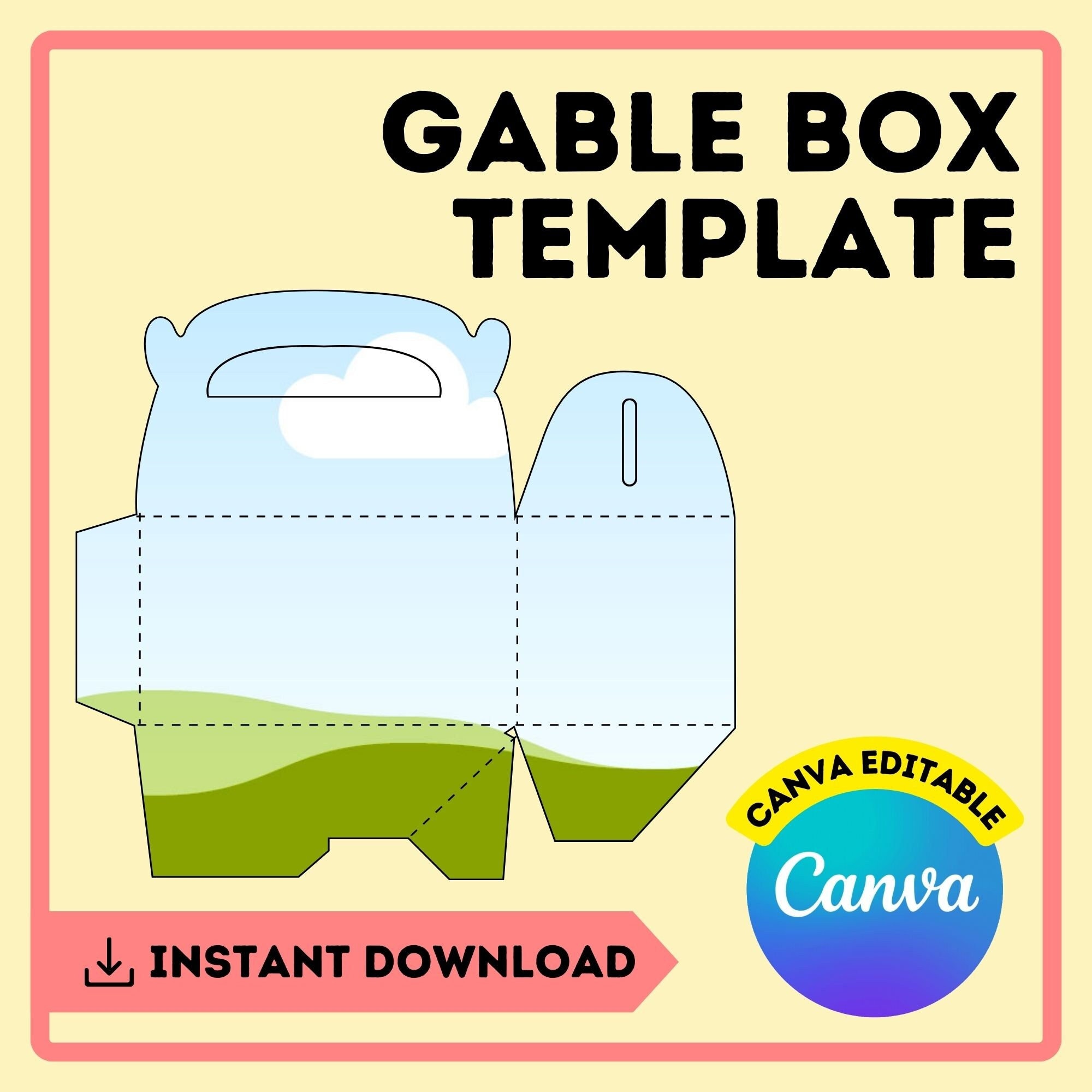 Printable Birthday Party Gable Box Template DIY Loot Bag Template ...