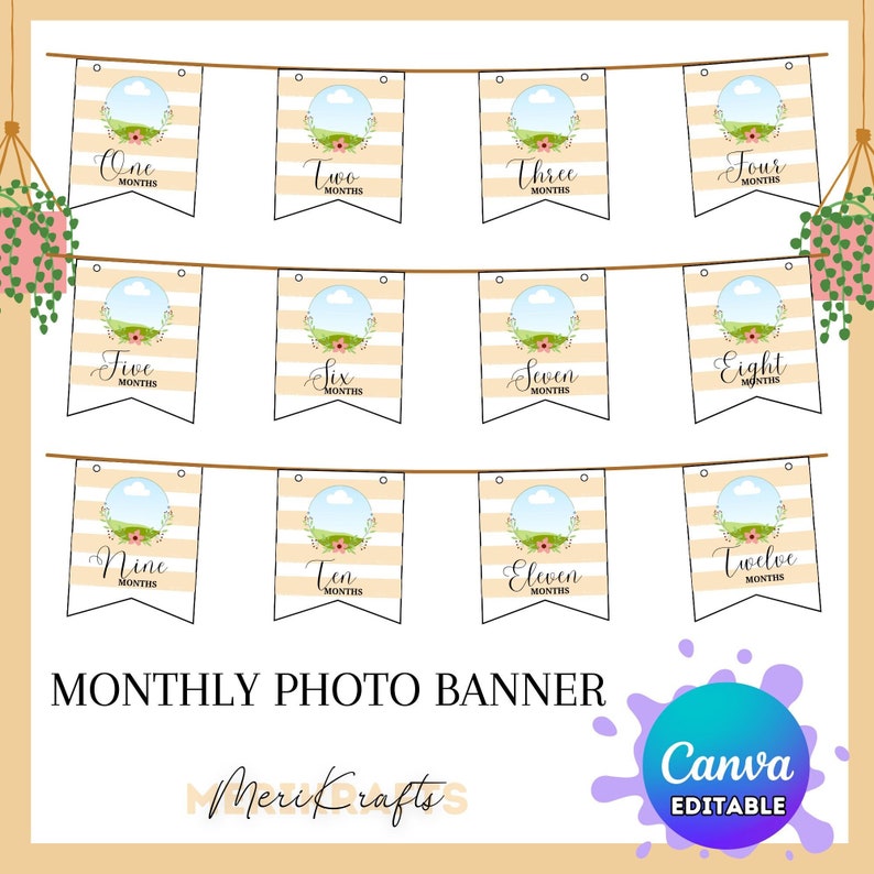 Birthday Photo Banner 1st Birthday Photo Banner Modern minimalist ...