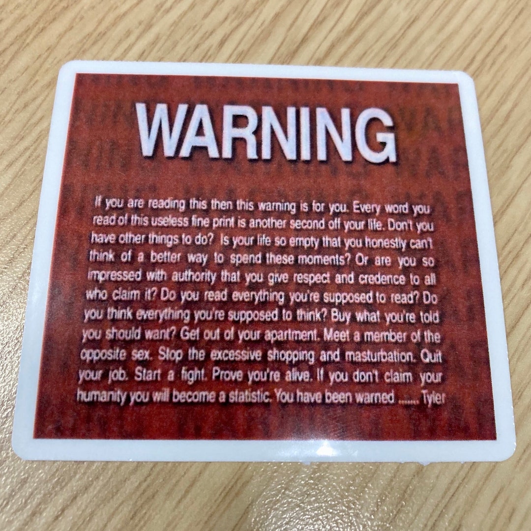 Fight Club Warning Sticker - Etsy