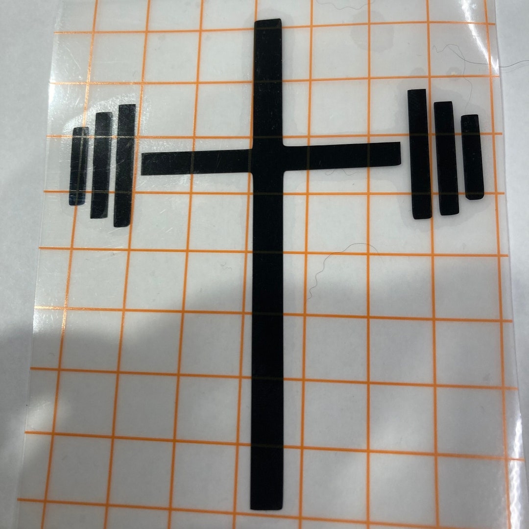 Barbell Cross Vinyl Decal - Etsy