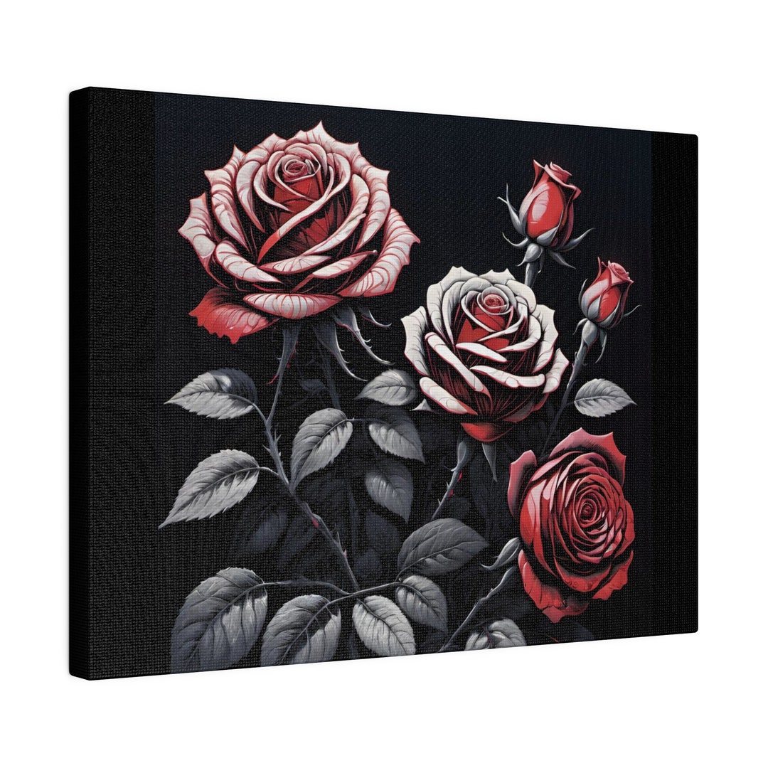 Black and Dark Red Custom Rose Wall Art Matte Canvas, Stretched, 0.75 ...