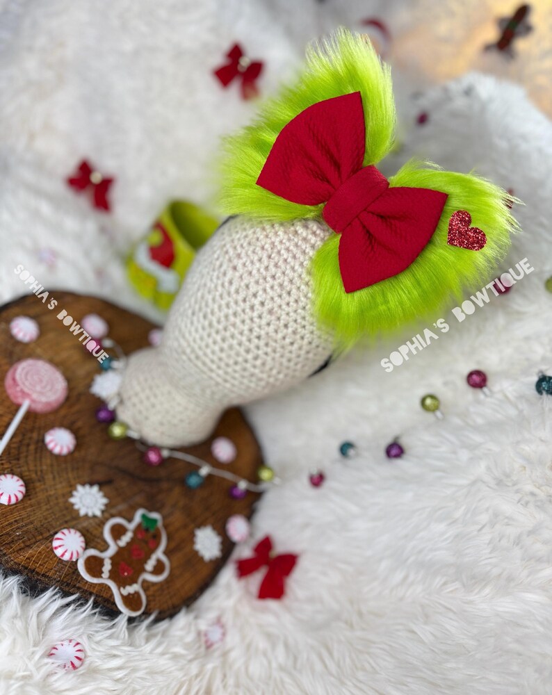 Grinch Christmas Hair Bow - Etsy