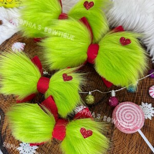 Grinch Christmas Hair Bow - Etsy