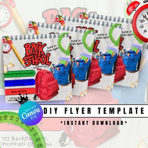 Back to School Event, Editable Flyer Template, Backpack Giveaway, Back ...