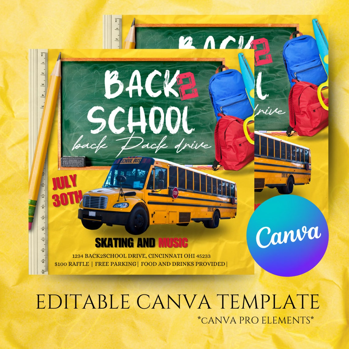 Back to School Backpack Drive Flyer - Etsy