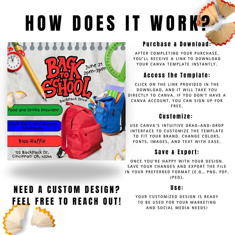 Back to School Event, Editable Flyer Template, Backpack Giveaway, Back ...