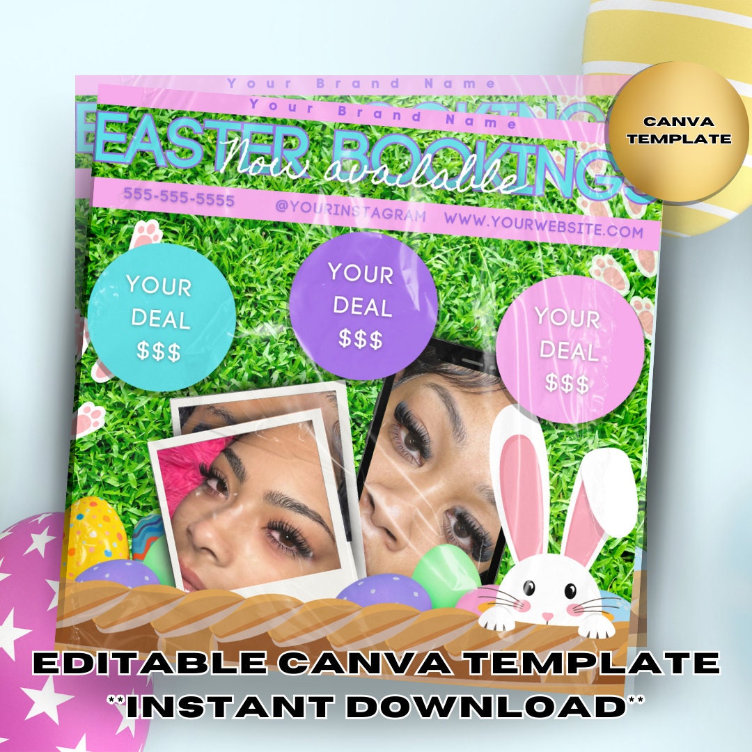 Easter Basket Flyer Template, Social Media Template - Etsy