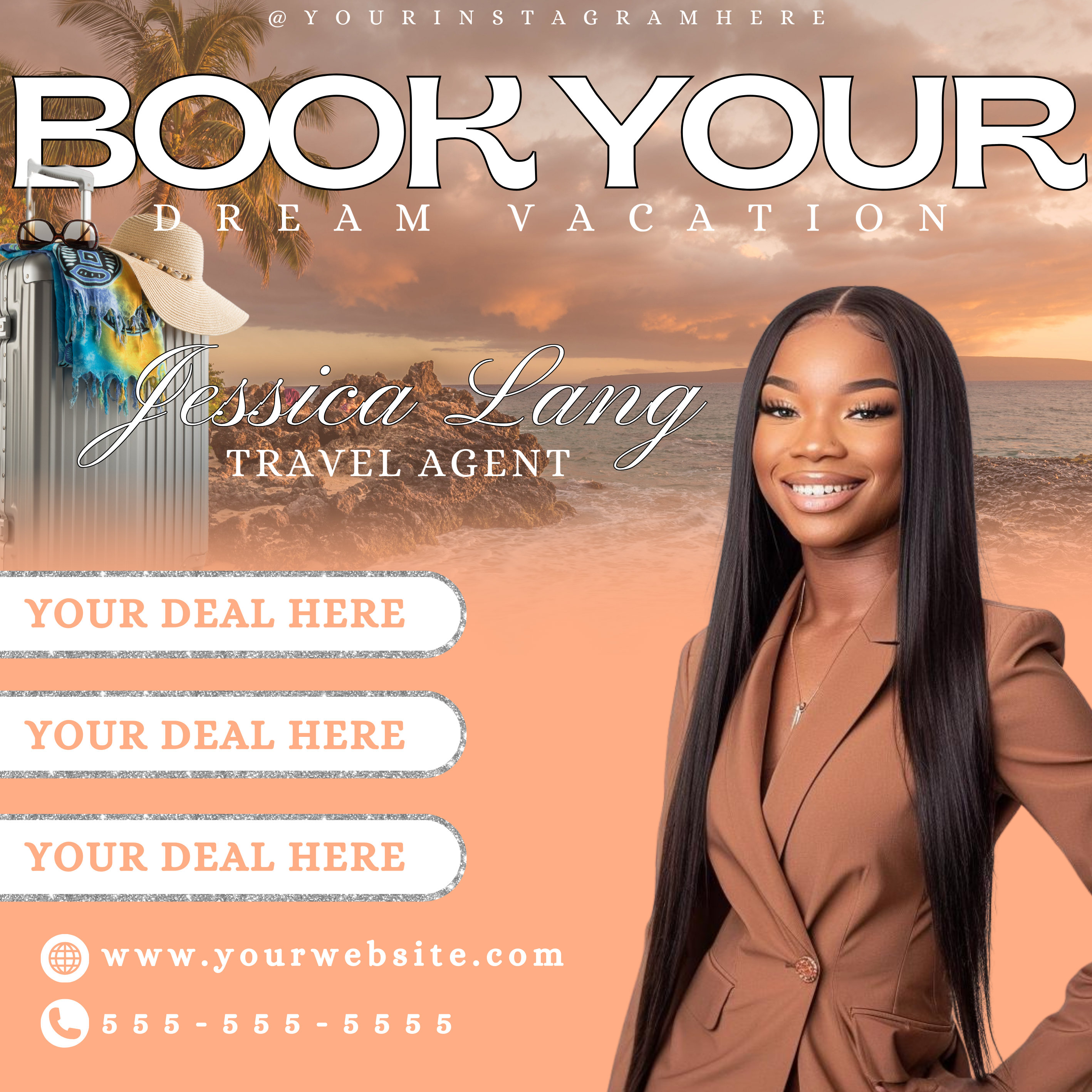 Travel Agent Flyer, DIY Flyer Template Design, Summer Flyer, Vacation ...