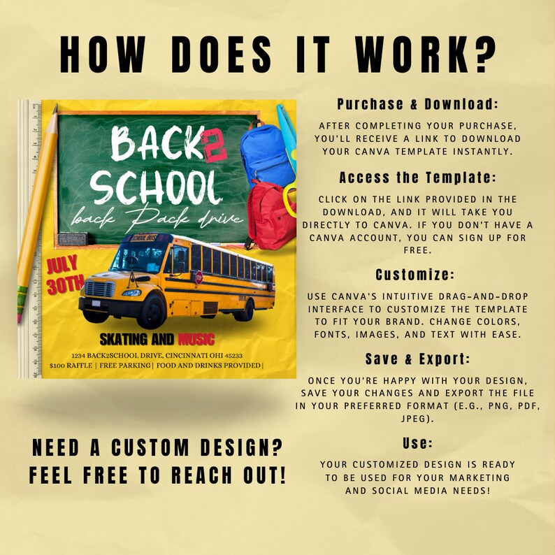 Back to School Flyer, Editable School Supply Drive Flyer Template ...