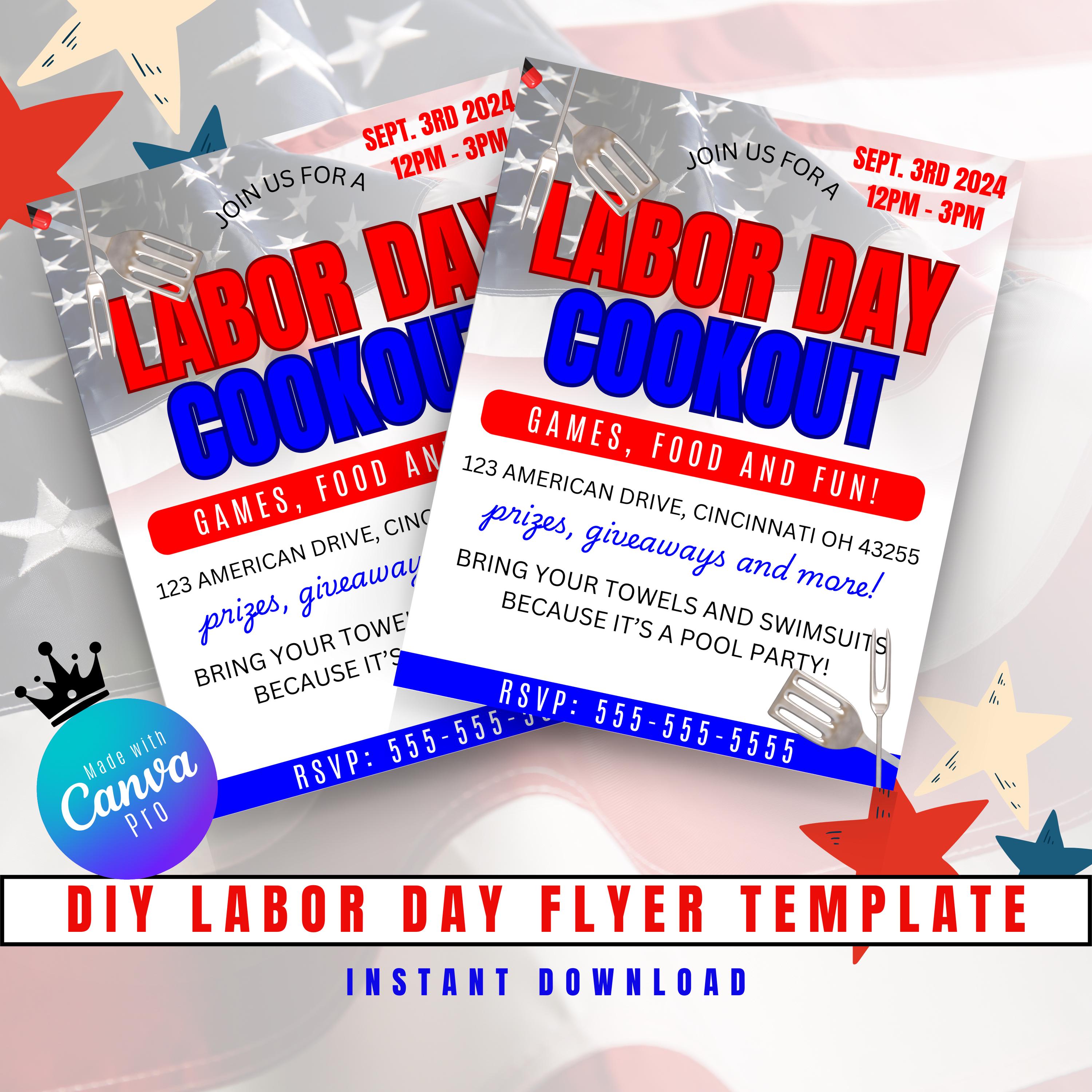 Labor Day Cookout Invitation, Labor Day Party Invitation, Summer BBQ ...