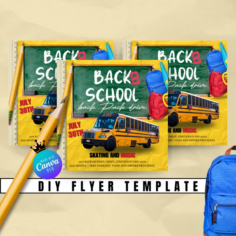 Back to School Flyer, Editable School Supply Drive Flyer Template ...