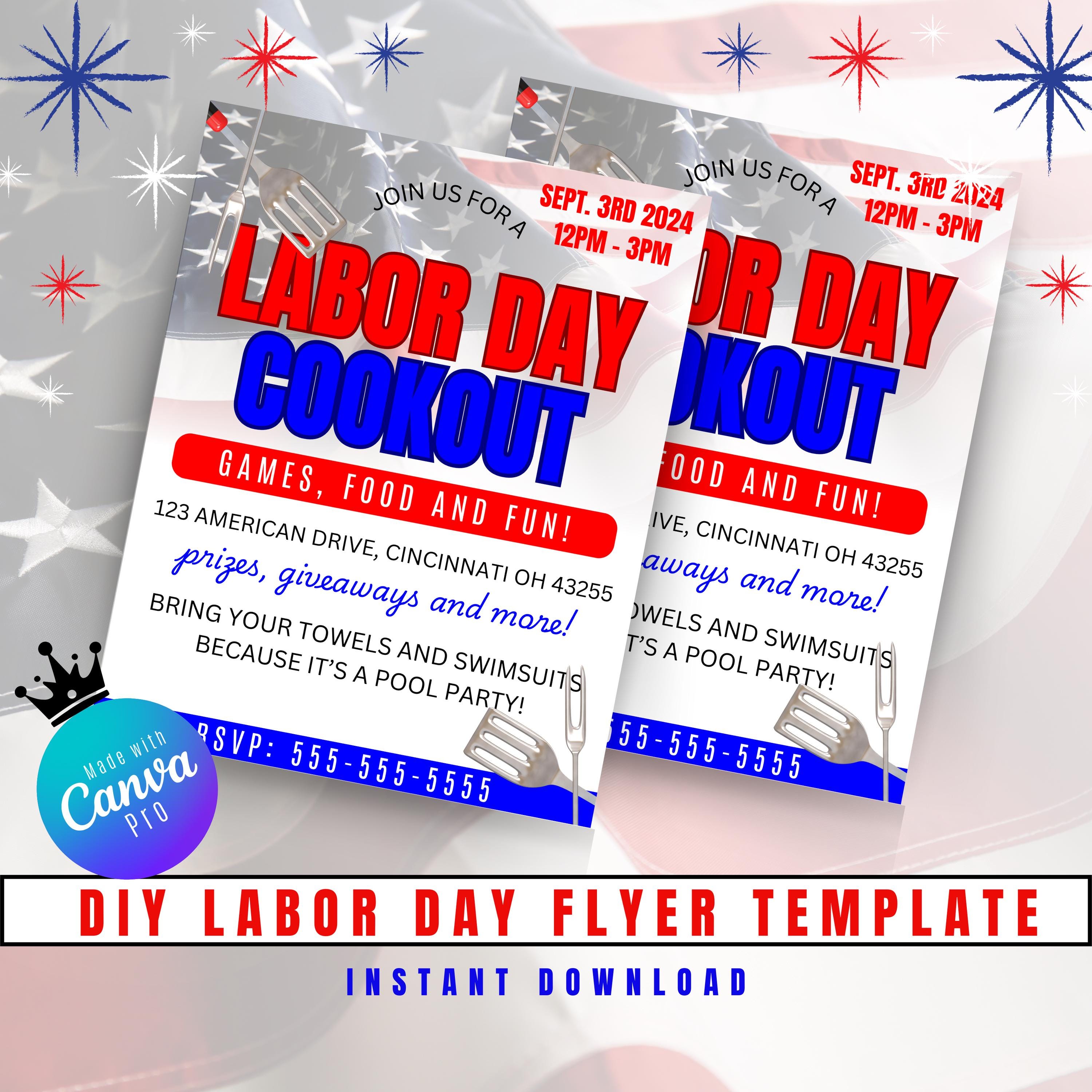 Labor Day Cookout Invitation, Labor Day Party Invitation, Summer BBQ ...