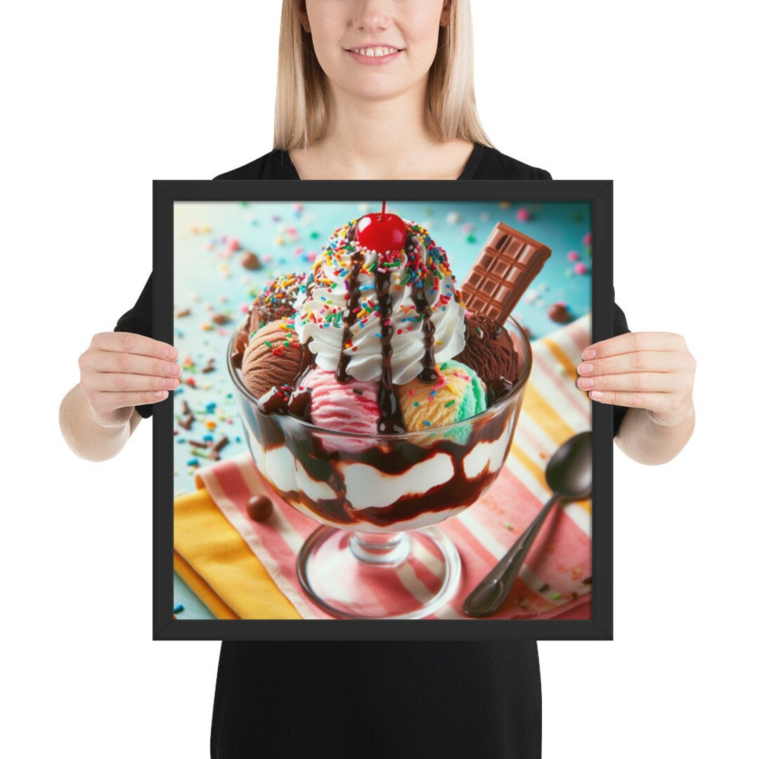 Ice Cream Sundae Wall Art Framed Poster - Etsy