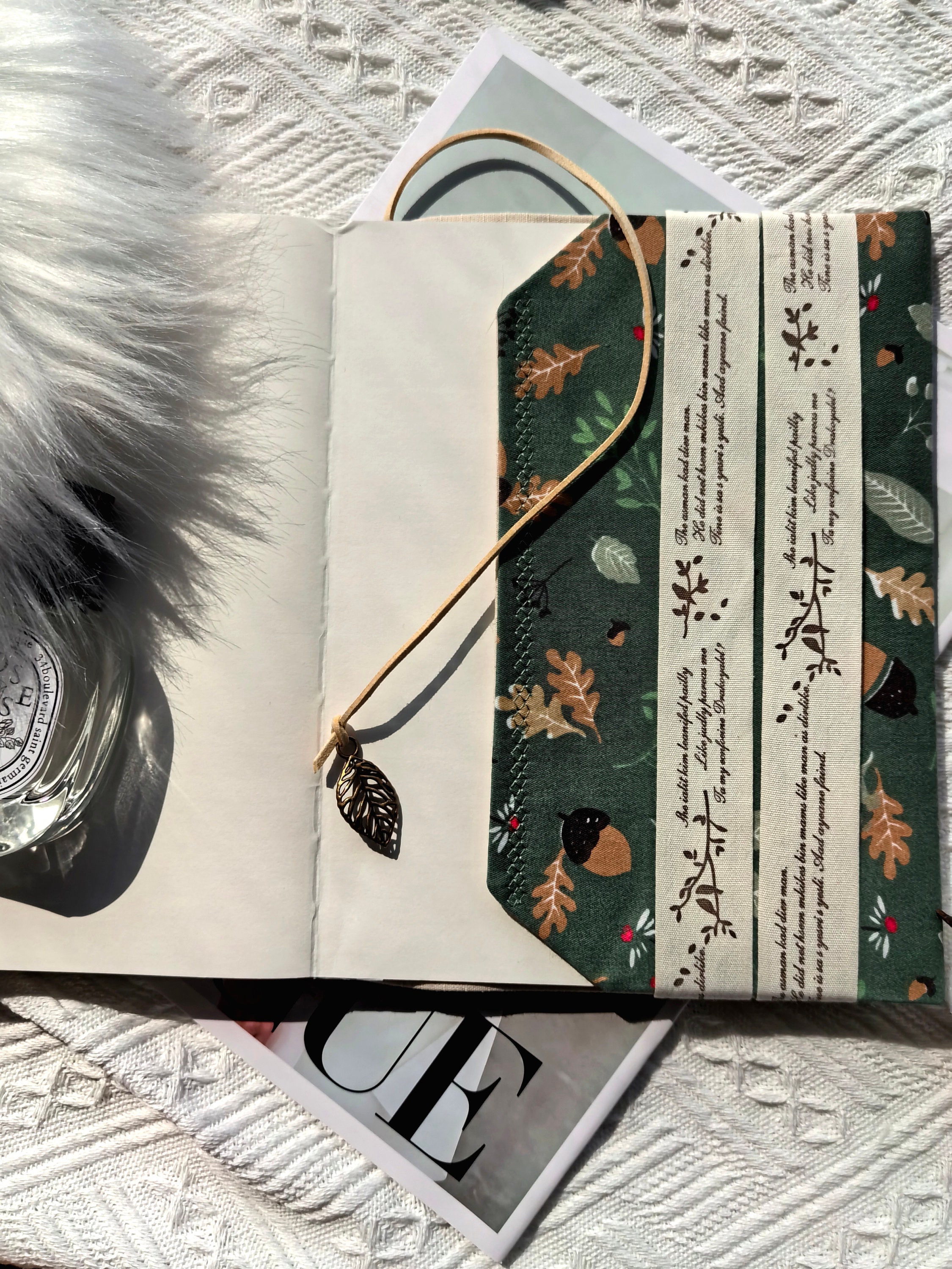 Cotton and Linenembroideries Book Sleeve ,custom Size ,fabric Book ...