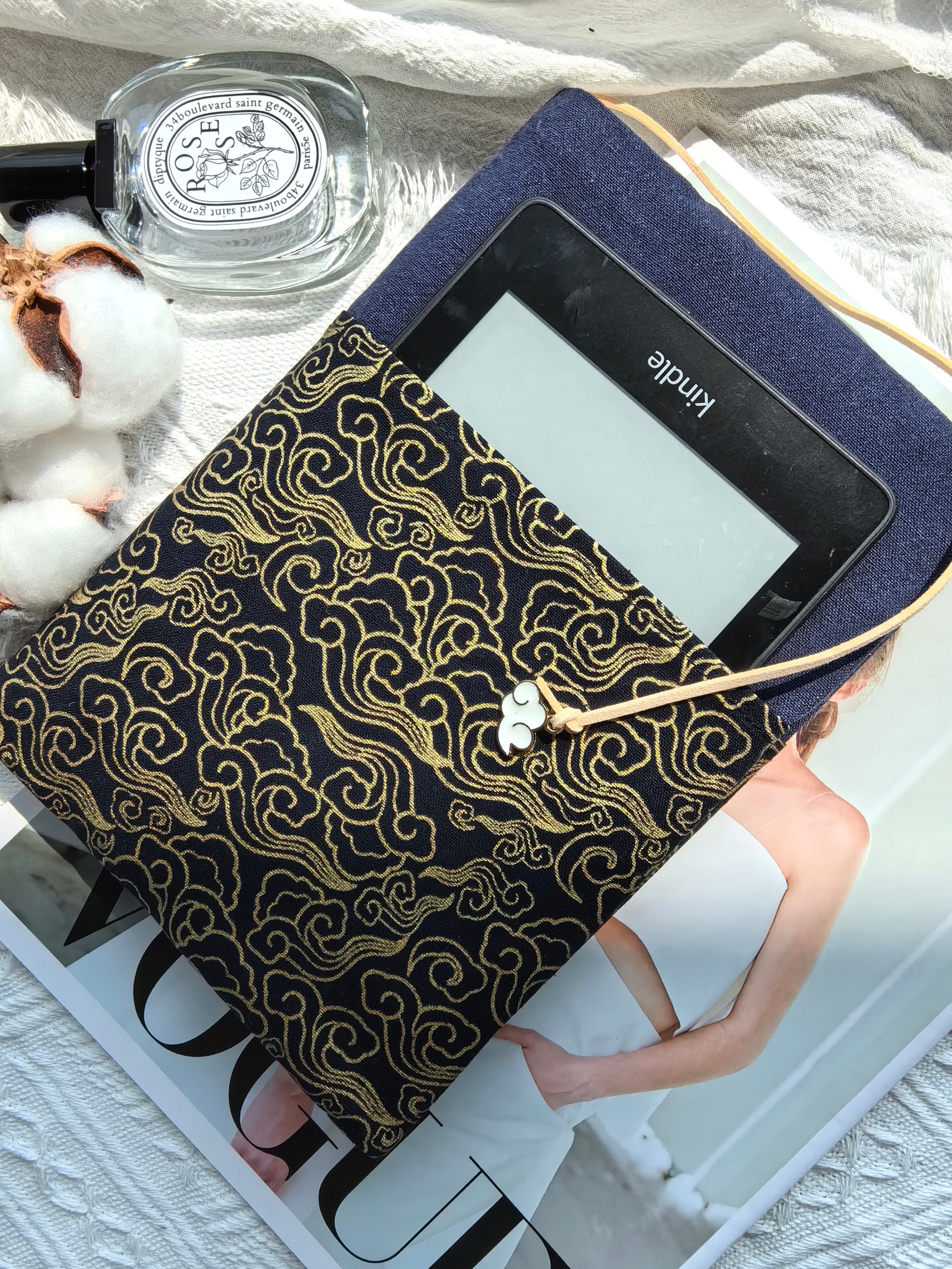 Book Sleeve ,book and Kindle Accessory ,fabric Book Cover, Bookish ...