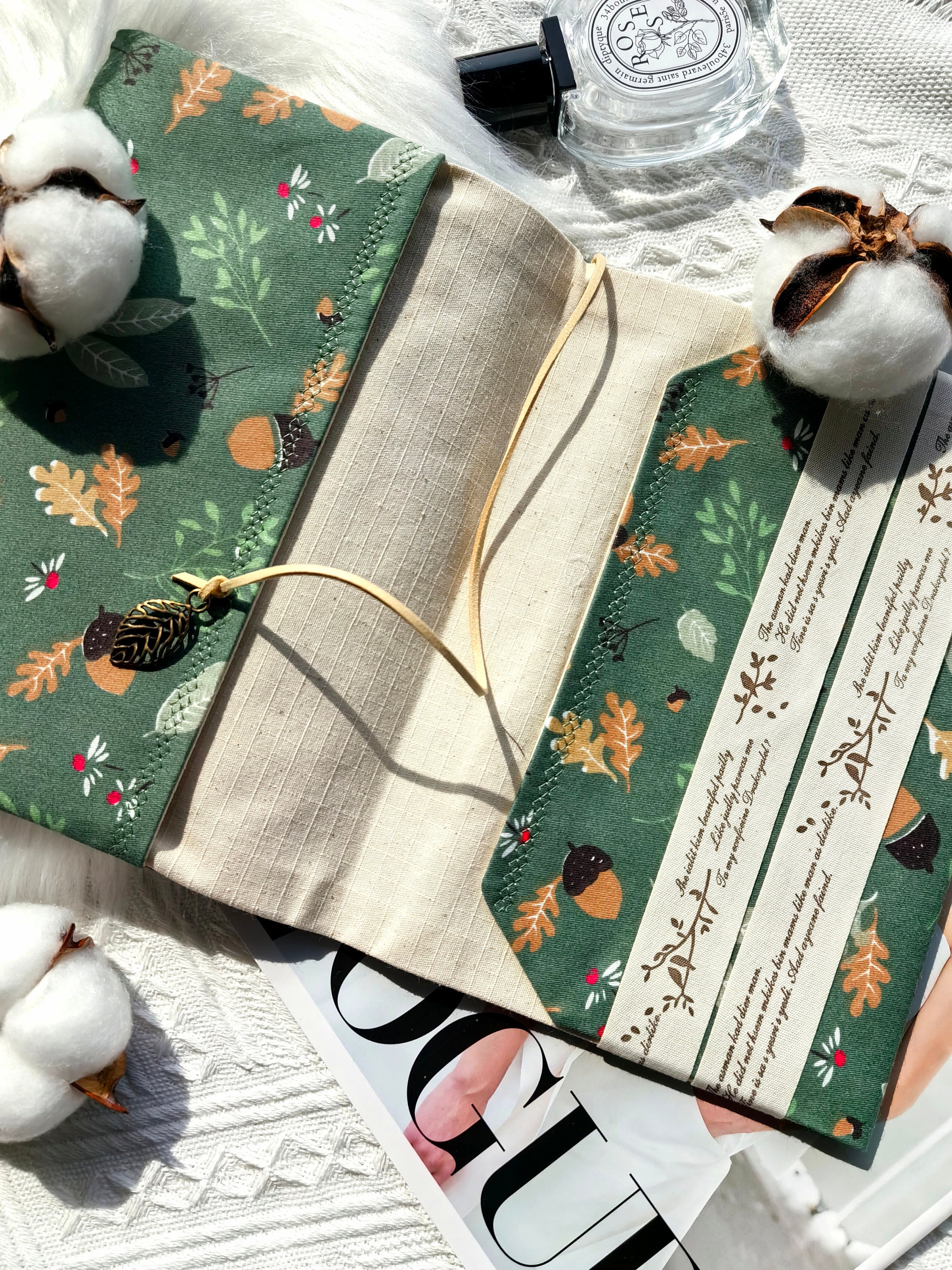 Cotton and Linenembroideries Book Sleeve ,custom Size ,fabric Book ...