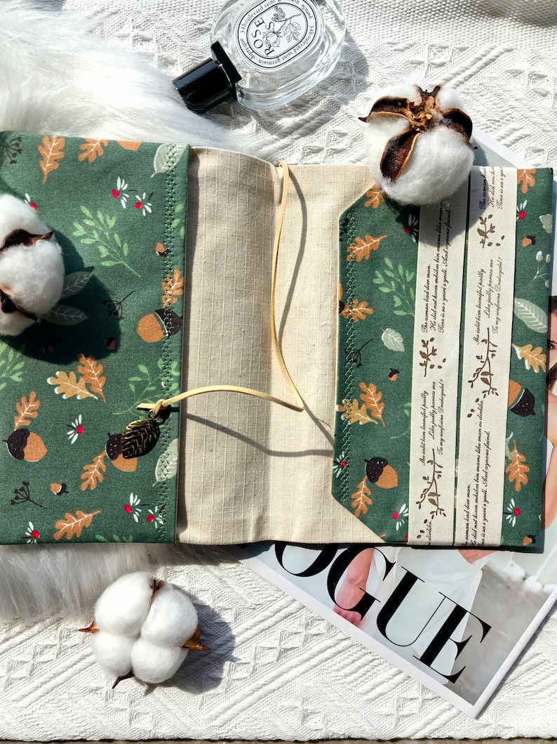 Cotton and Linenembroideries Book Sleeve ,custom Size ,fabric Book ...