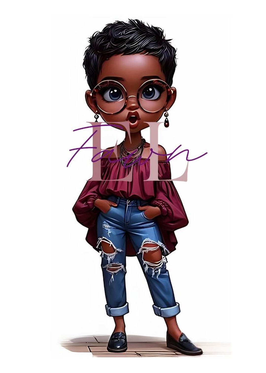 African American Woman Chibi - Etsy
