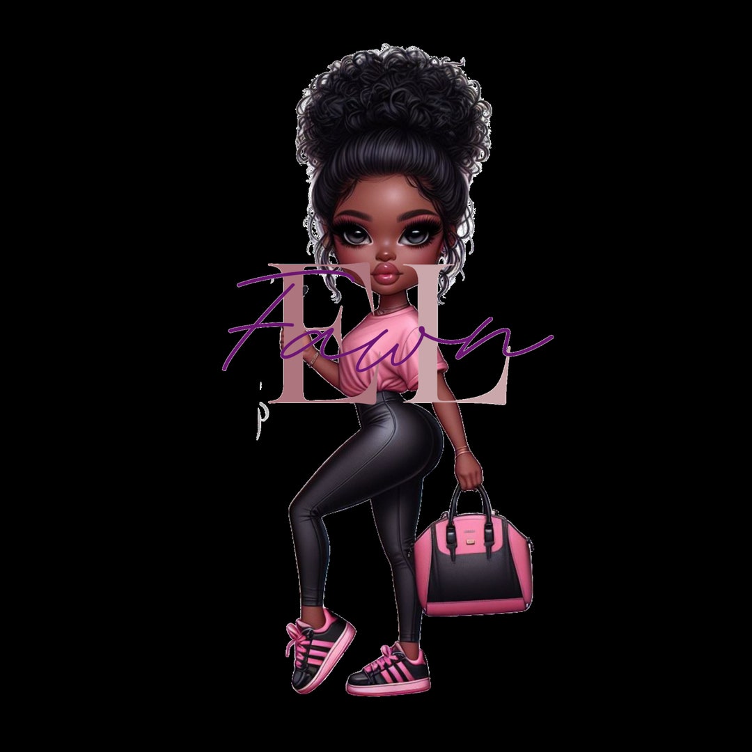 Chibi Melanin Png File Cancer Pink and Black - Etsy Australia