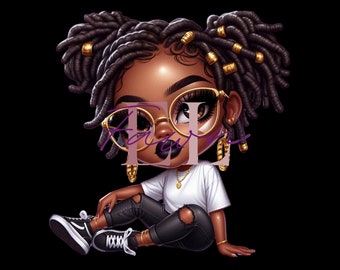 Chibi African American Woman Digital Download Chip Art - Etsy