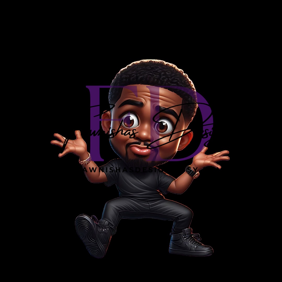 Chibi African American Toon Man - Etsy
