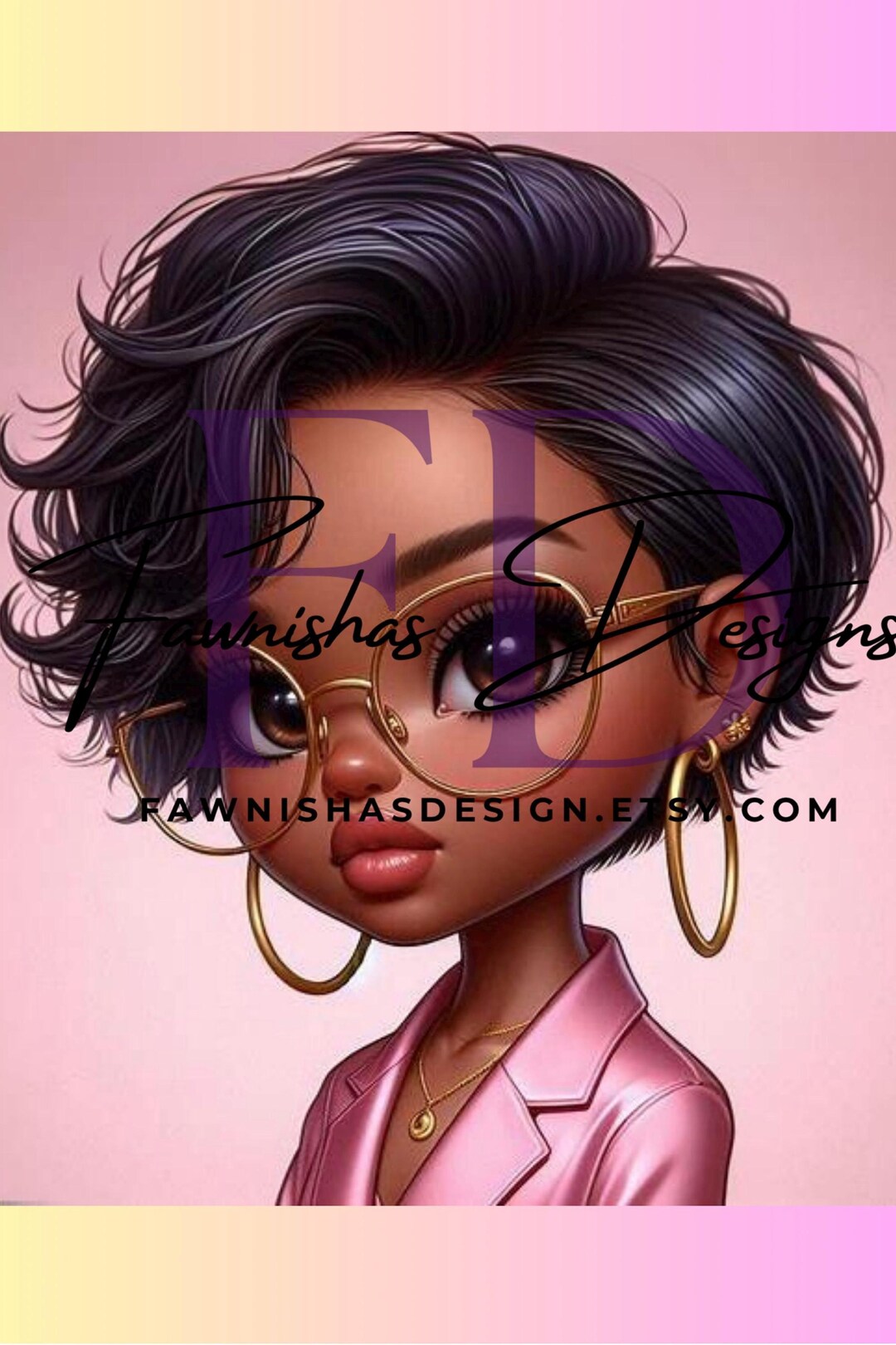 Chibi African American Woman - Etsy